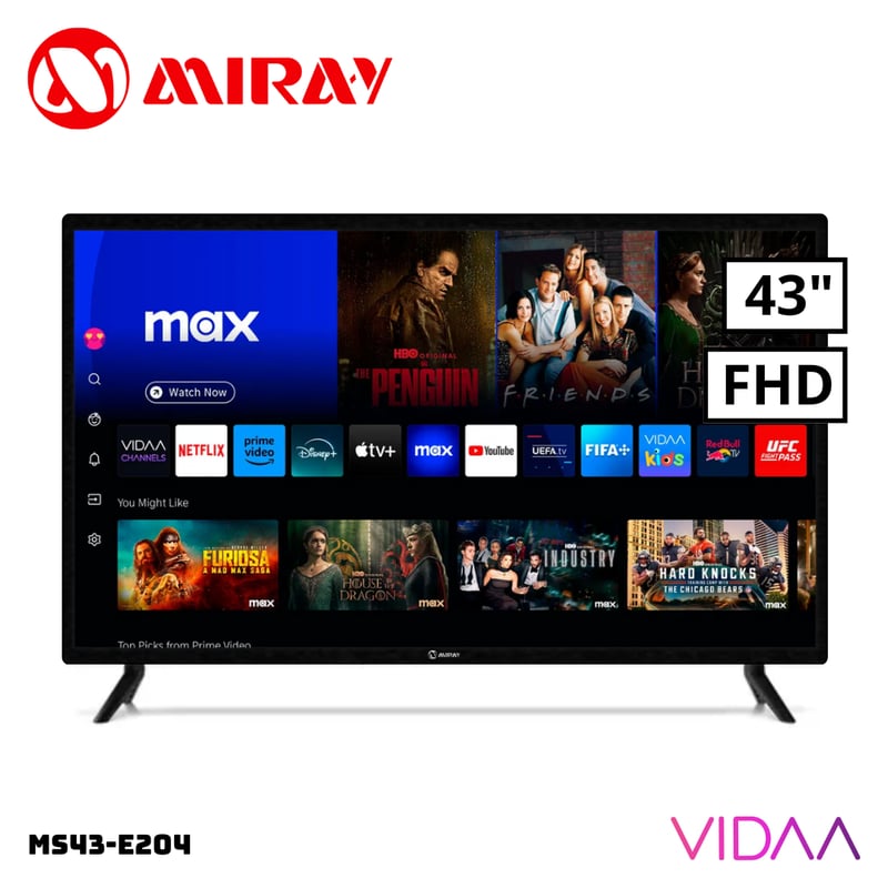 TELEVISOR MIRAY 43 SMART TV VIDAA FHD LED - MS43-E204 MIRAY | falabella.com