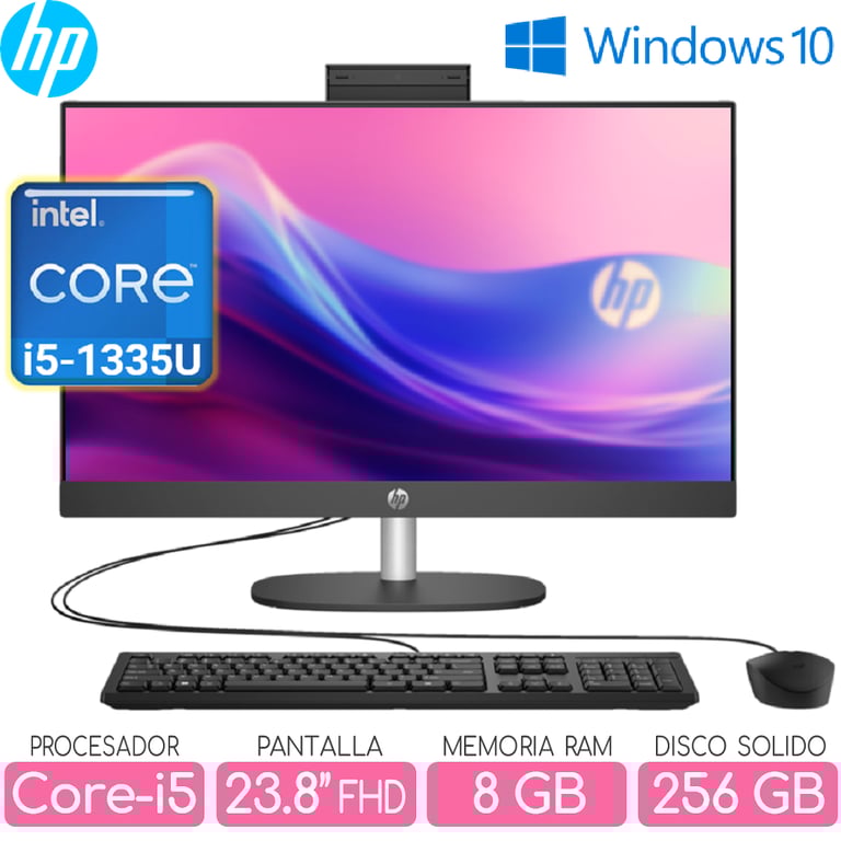 Computadora HP all in one Core i5-1335U SSD 256gb RAM 8gb 23,8 Windows ...