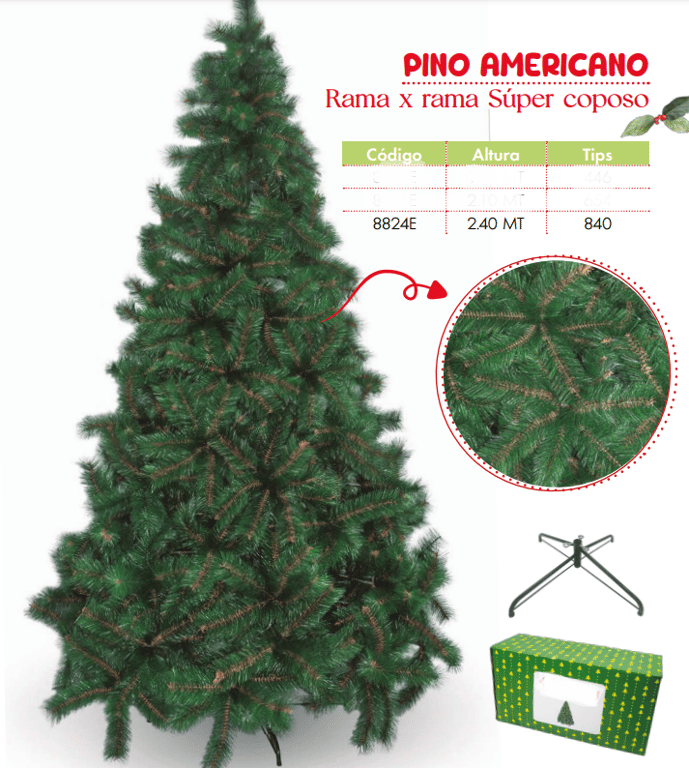 Árbol de navidad de 2 40mt Rama x rama super coposo pino americano ...