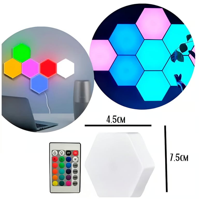 Luz Led Hexagonal Modular Rgb Decorativo Set 3 Unidades GENERICO ...