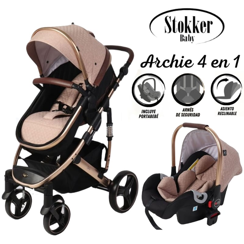 Coche Moises de Lujo 4 en1 Con Porta Bebé Stokker Baby Beige STOKKER ...