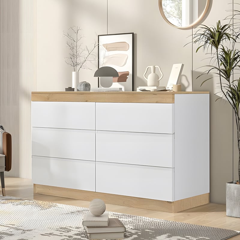 Cómoda Alba 6 Cajones Blanco y Duna 110 cm Huk GENERICO | falabella.com