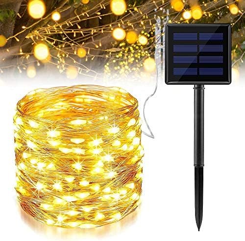 Luces de hada guirnalda LED Solar Calido navidad de 100 LED 10 M ...