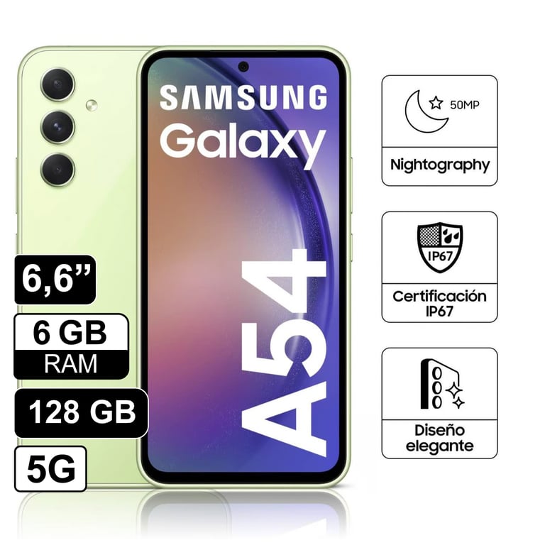 Celular Samsung Galaxy A54 5G 128GB 6GB RAM Verde SAMSUNG | falabella.com