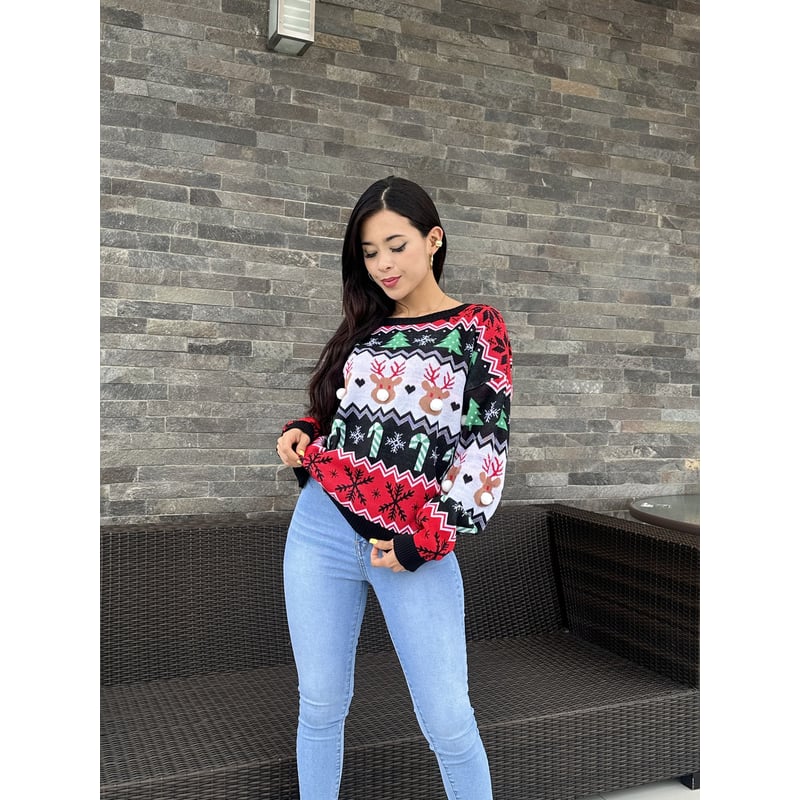 Chompa Mujer Reno de Navidad - Nathalie Love It - Negro GENERICO | falabella.com