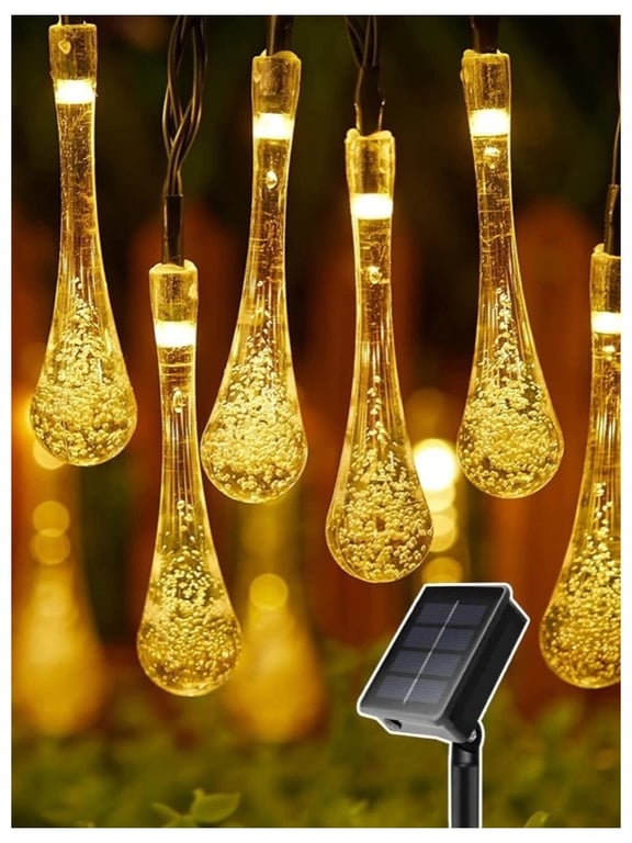 Luz Solar LED Recargable Gota Lagrimas 10 M - Calido ambar GENERICO ...
