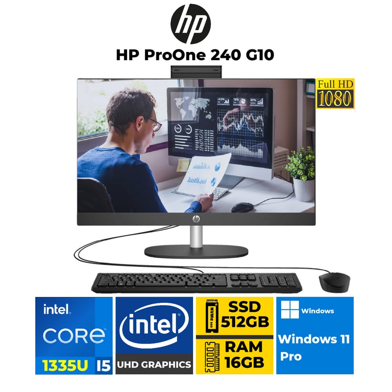 All In One HP ProOne 240 G10 Intel Core I5-1335U RAM 16GB SSD 512GB 23. ...