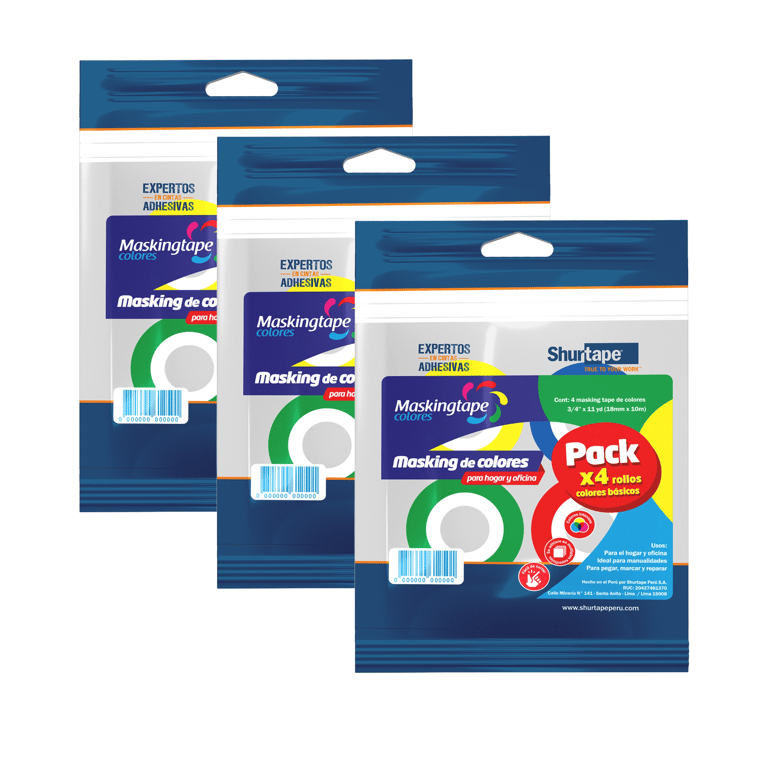 Zipper Masking Tape Colores Básicos x12 rollos 18mm x 11Yds SHURTAPE ...