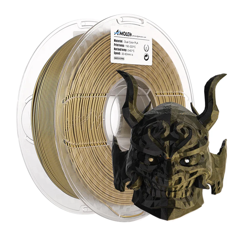 Filamento Bicolor Silk PLA para impresora 3D color Negro con Dorado ...