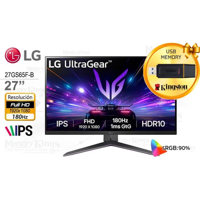 MONITOR 27 LG 27GS65F-B Gaming UltraGear iPS FHD 180HZ 1MS PIVOTE LG ...