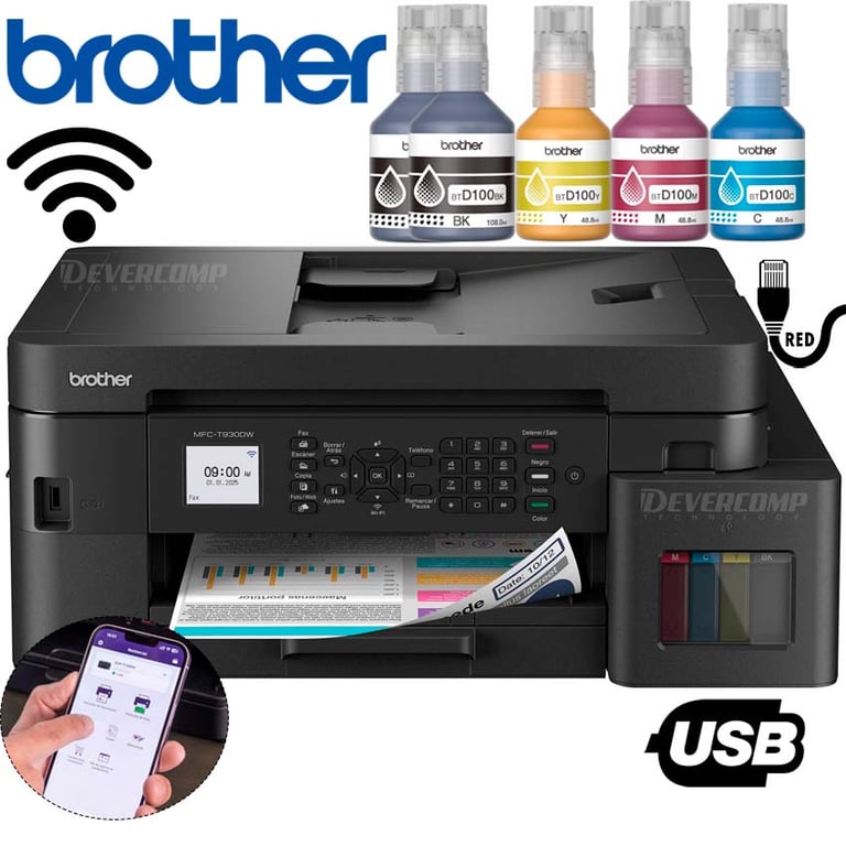 Impresora Brother MFC-T930DW Multifuncional Duplex Wifi Red BROTHER ...