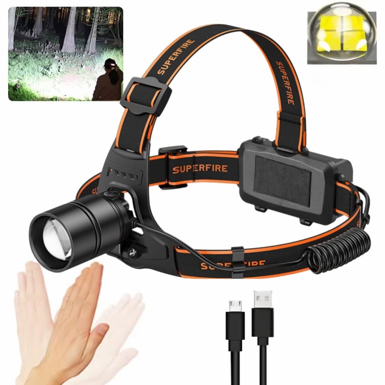 Linterna de Cabeza Recargable Resistente al Agua y Sensor Integrado OEM ...