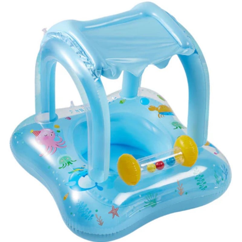 Asiento Flotador Inflable Con Techo Para Bebés Celeste GRAVITAL ...