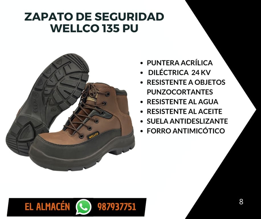 BOTIN DE SEGURIDAD WELLCO MARRÓN PUNTA ACRÍLICA WELLCO PERUANA ...
