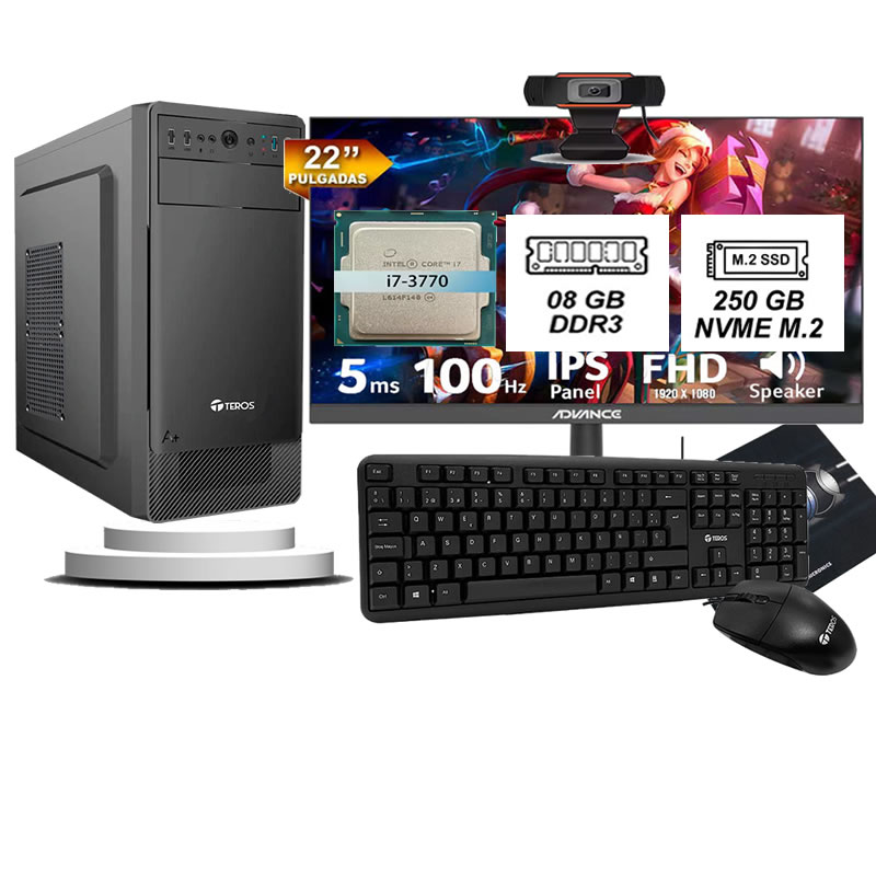 Computadora Pc Intel Core I7 3770 Monitor 22 fhd' RAM 8GB SSD 256GB ...