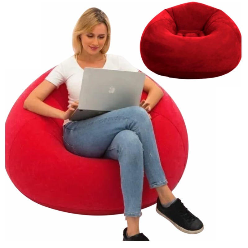 SOFA PUFF INFLABLE MUEBLE INDIVIDUAL Portatil Color Rojo GENERICO ...
