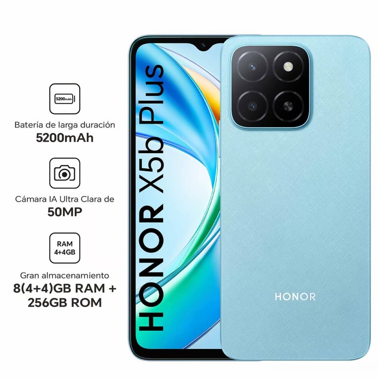 Celular Honor X5B Plus 6.5 pulg 4GB RAM 256GB 50MP Ocean Blue HONOR | falabella.com