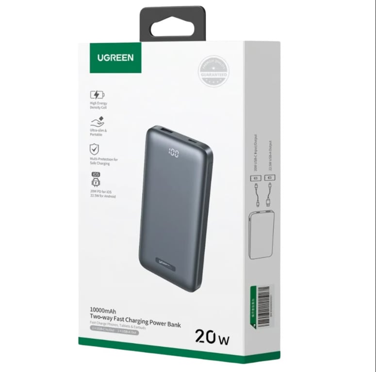 CARGADOR PORTATIL UGREEN 10000mAh 20W MODELO PB198 COD-60689 UGREEN ...