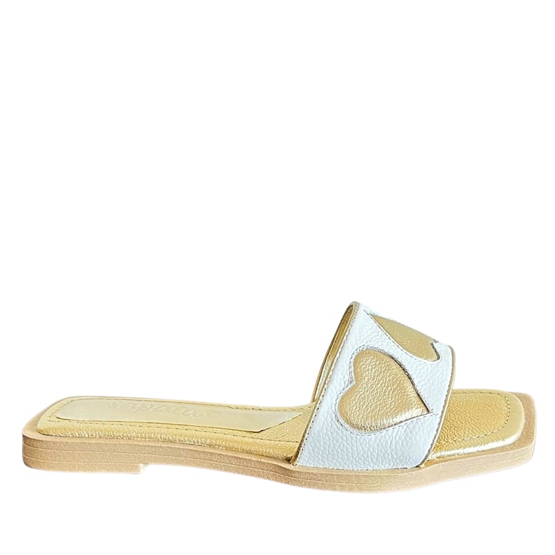 SANDALIAS DE CUERO MUJER DORADO BLANCO LOVE SAPATU | falabella.com