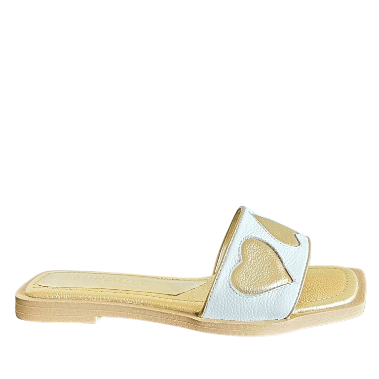 SANDALIAS DE CUERO MUJER DORADO BLANCO LOVE SAPATU | falabella.com