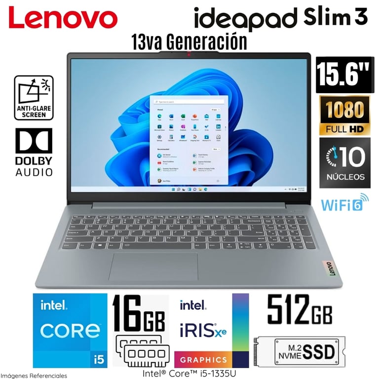 Laptop Lenovo Ideapad Slim 3 15IRU8 Intel Core i5-1335U 16GB RAM 512GB ...