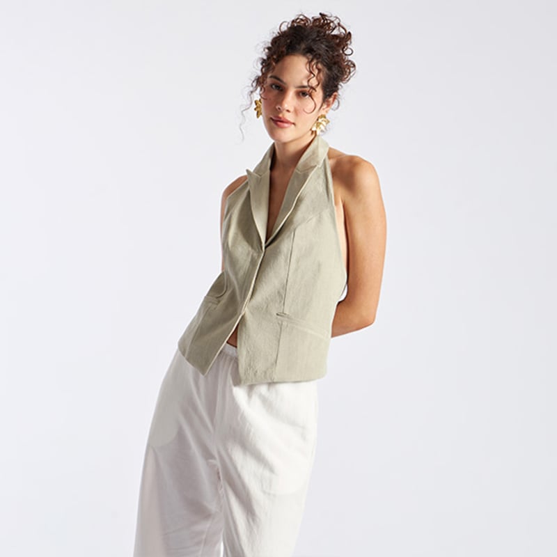 Chaleco Lino Espalda Descubierta Mujer LUVARO | falabella.com