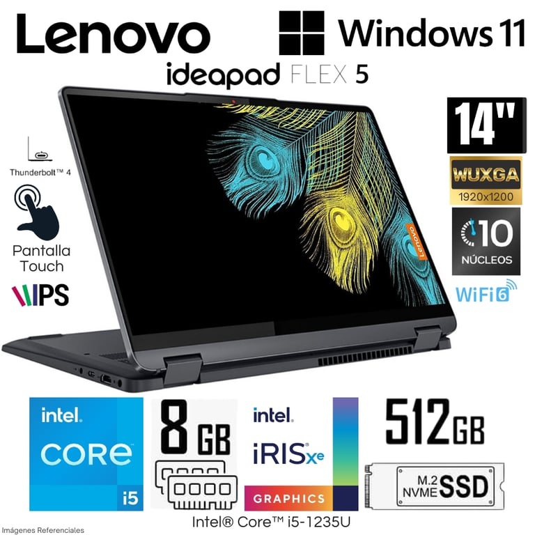 Laptop Lenovo IdeaPad Flex 5 (2 en 1) Intel Core i5-1235U 8GB RAM 512GB ...