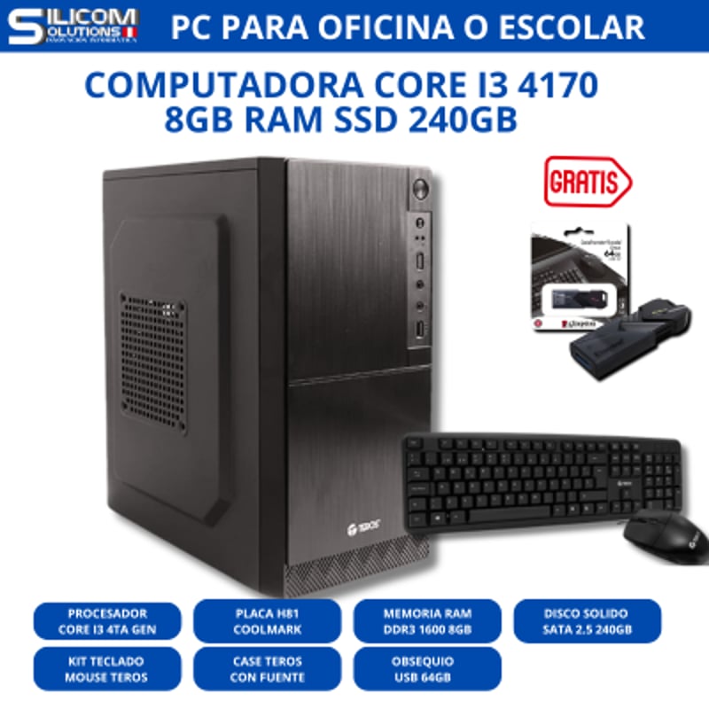 COMPUTADORA ESCRITORIO INTEL I3 4170 - 8GB - SSD 240GB INTEL ...