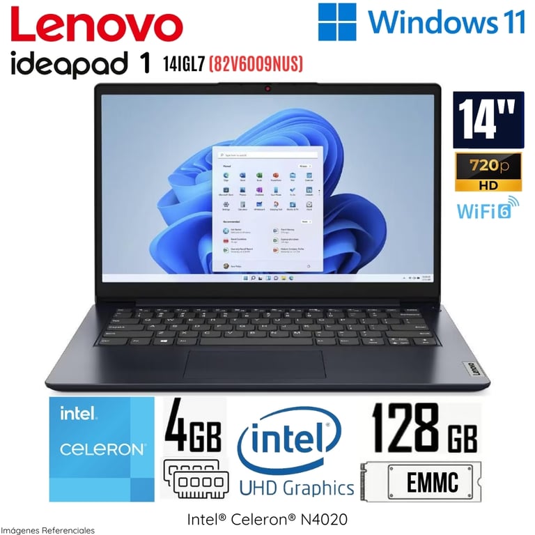 Laptop Lenovo IdeaPad 1 14IGL7 Intel Celeron N4020 4GB RAM 128GB eMMC ...
