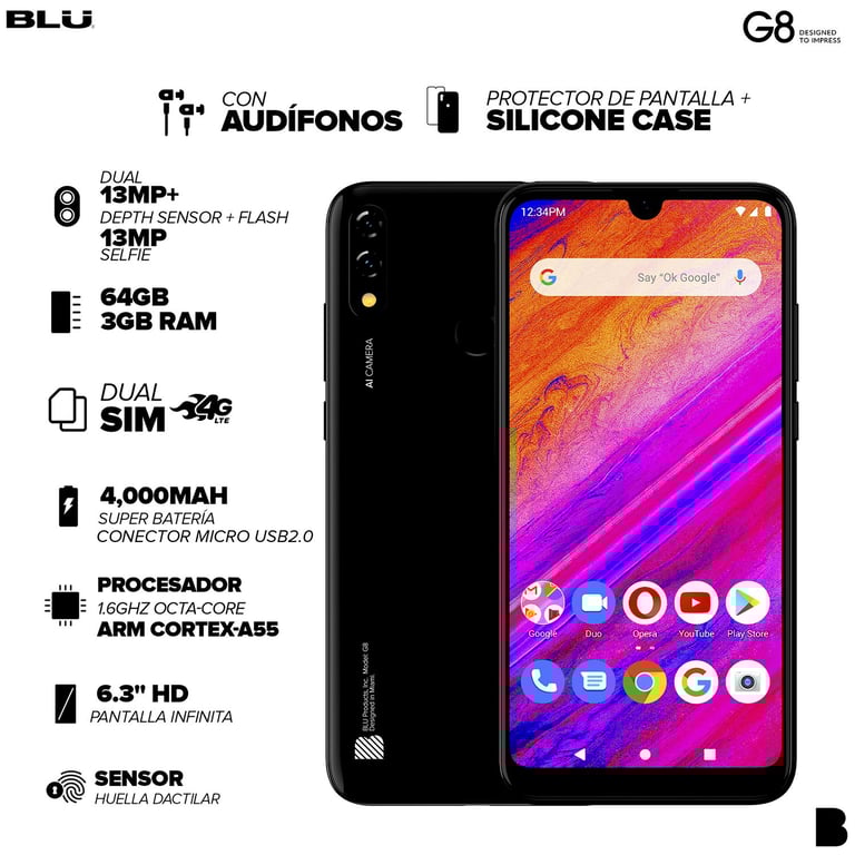 BLU G8 NEGRO 64GB/3GB 6.3p 4G LTE BLU | falabella.com