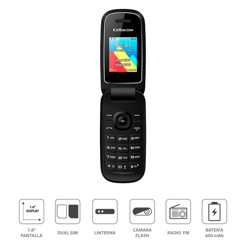 Teléfono Movil Cellacom M232 2G Dual SIM Camara flash Negro CELLACOM ...