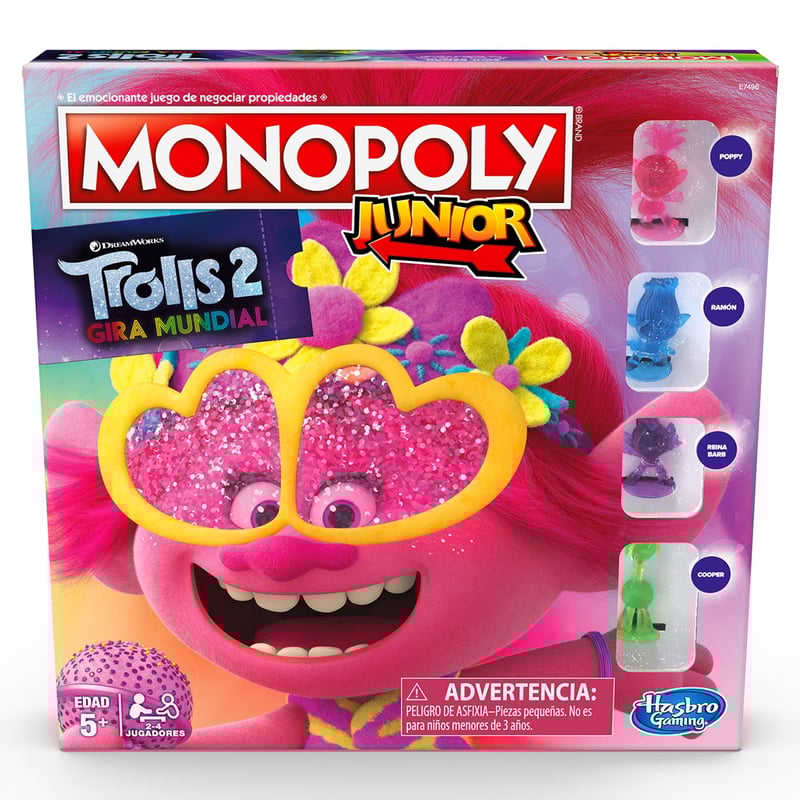 Monopoly Jr Trolls World Tour MONOPOLY | falabella.com