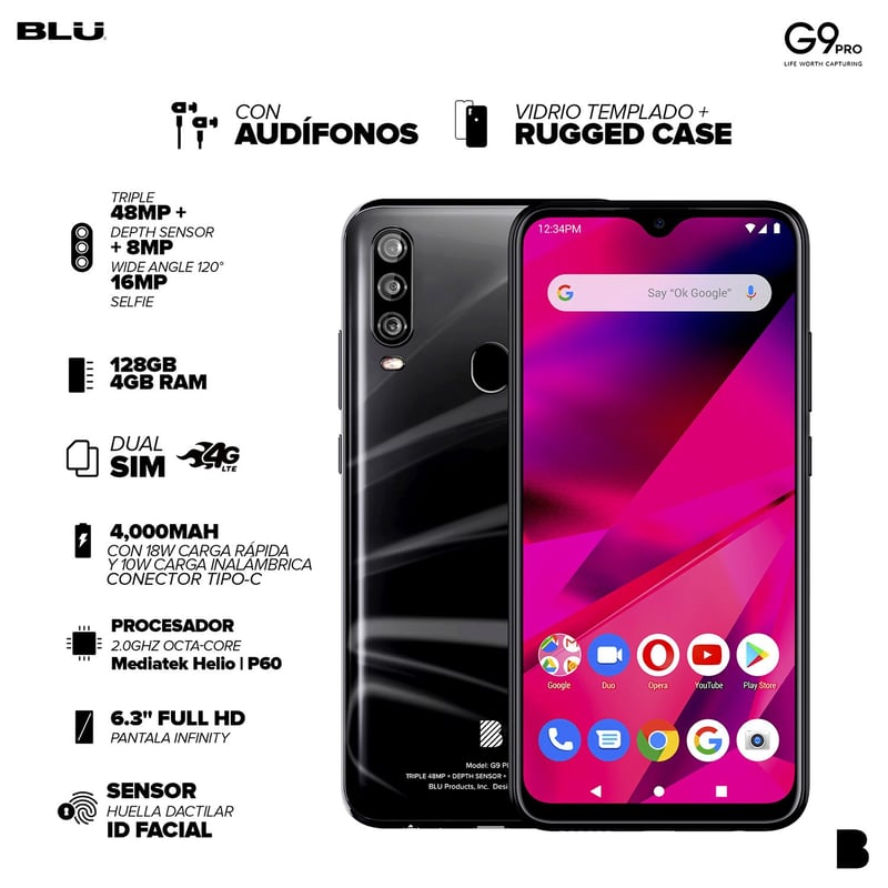 BLU G9Pro Negr 6.3" 4GLTE 128Gb-4Gb BLU | falabella.com