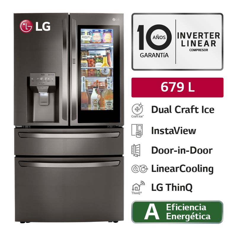 Refrigeradora LM85SXD 679L InstaView French Door Negro LG LG ...