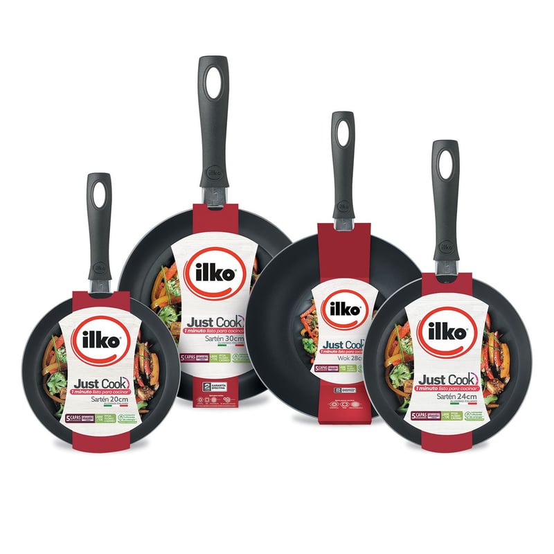 Pack Sartenes Just Cook 20-24-28-30 ILKO | falabella.com