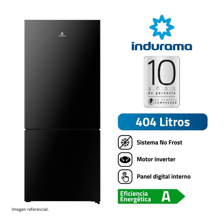 Refrigeradora Bottom Freezer 404L Negra RI-698N INDURAMA | falabella.com