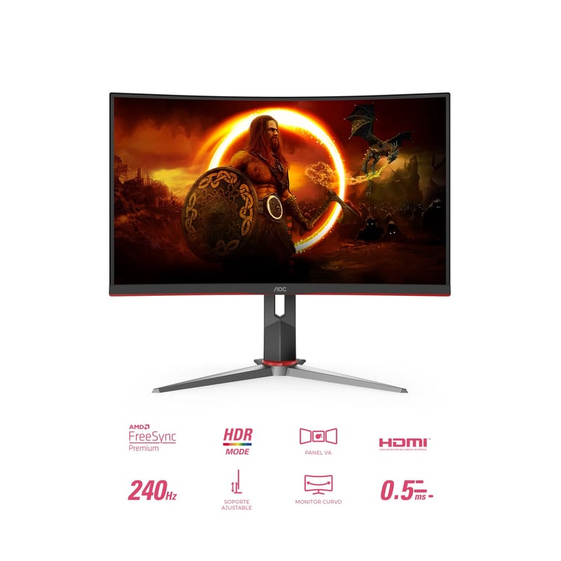 Monitor Aoc C27G2Z Curvo Gaming 27" Fhd.Hdr 240hz.0.5ms. Hdmi. Dp. Amd ...