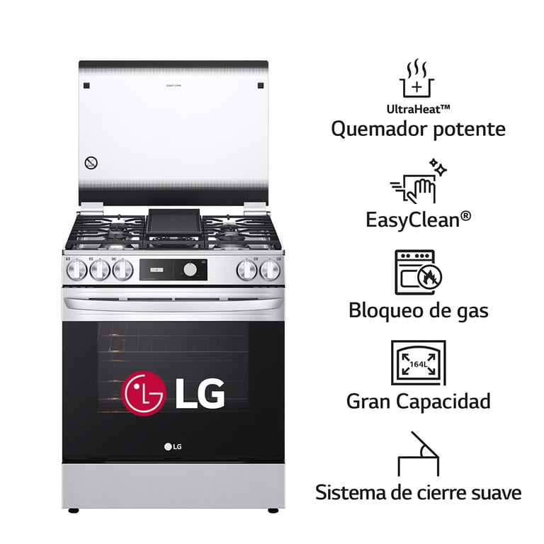 Cocina a Gas LRGL5843S 5 Hornillas EasyClean Acero Inoxidable LG LG ...