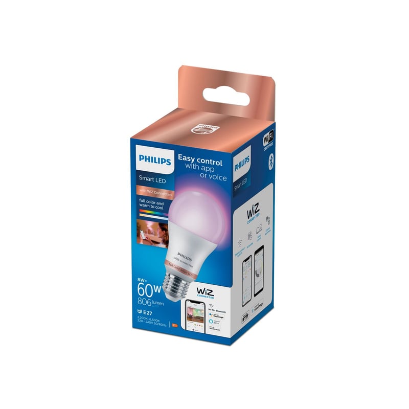 Foco LED Inteligente Philips WiZ A60 8W Color RGB WIZ | falabella.com