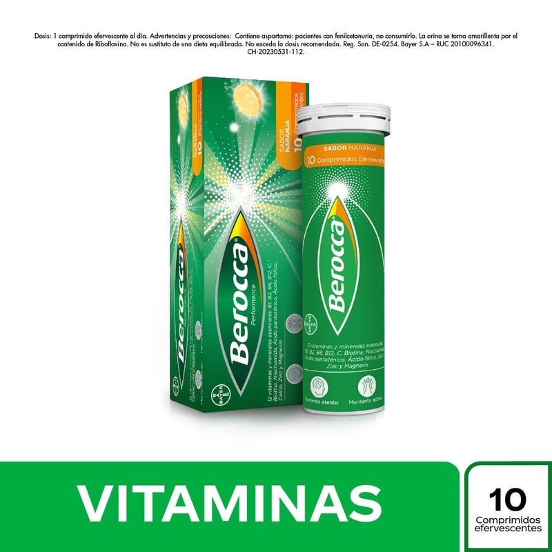 Berocca Performance Comprimido Efervescente 10 Tabletas BEROCCA ...