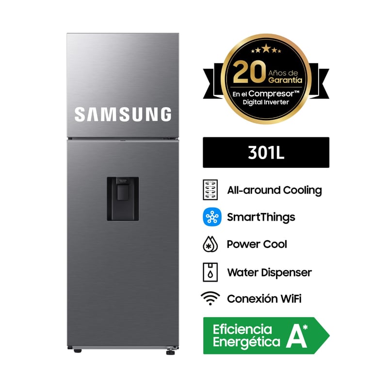 Refrigeradora Samsung Top Mount Freezer 301l Silver C/disp. SAMSUNG ...