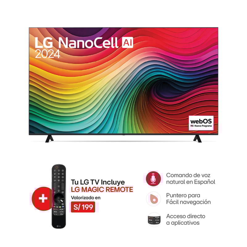 Televisor 70" LG NanoCell 4K ThinQ AI 70NANO80TSA (2024) LG | falabella.com