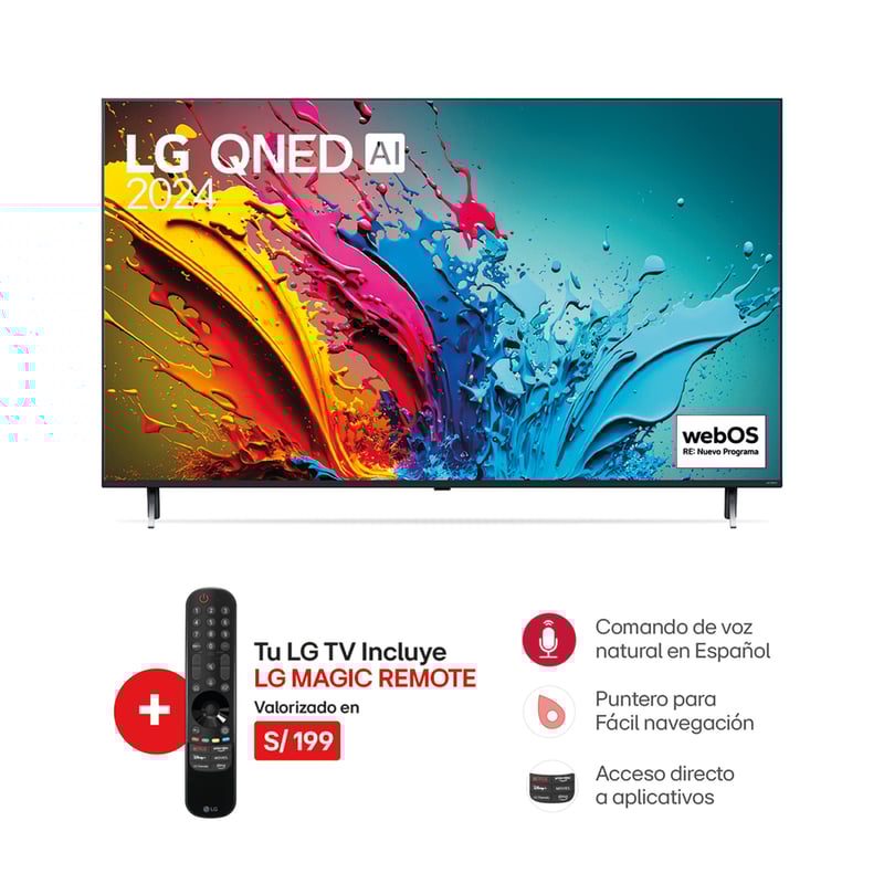 Televisor 75" LG QNED 4K ThinQ AI 75QNED85TSA (2024) LG | falabella.com
