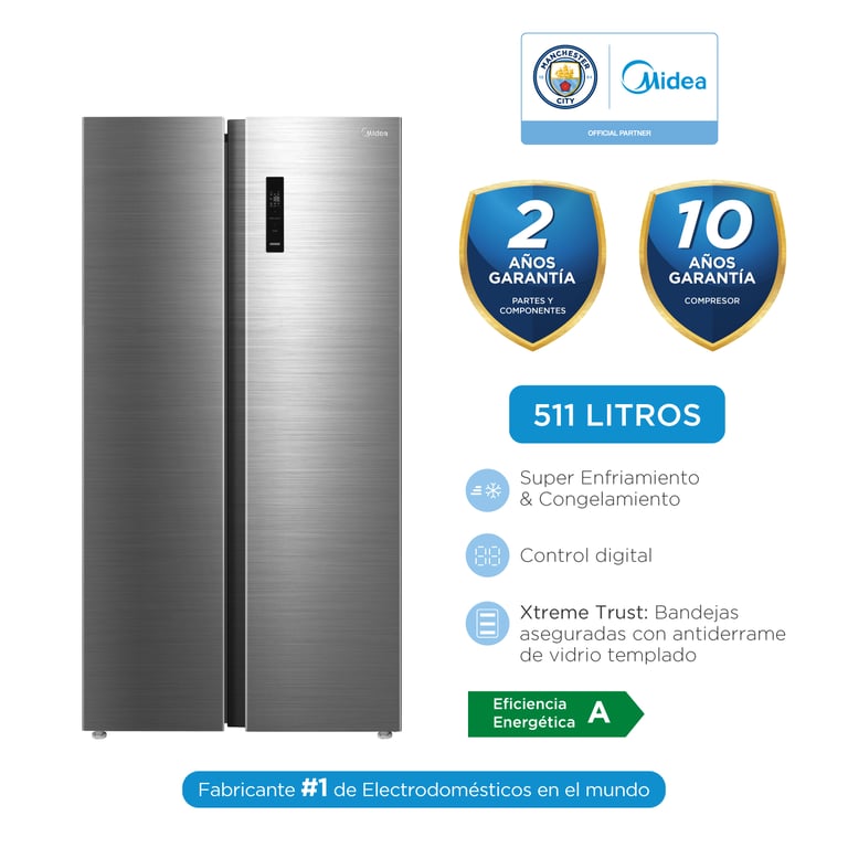 Refrigeradora Midea Side By Side Inv 511 L Inox MIDEA | falabella.com