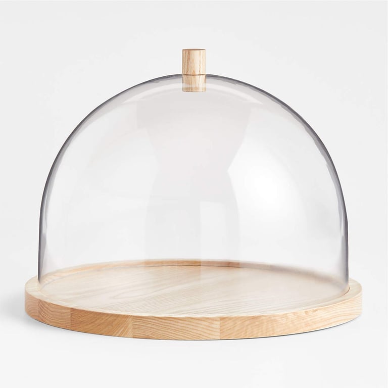 Tabla De Servir Redonda Arla De Madera Con Tapa Acrílica CRATE & BARREL ...