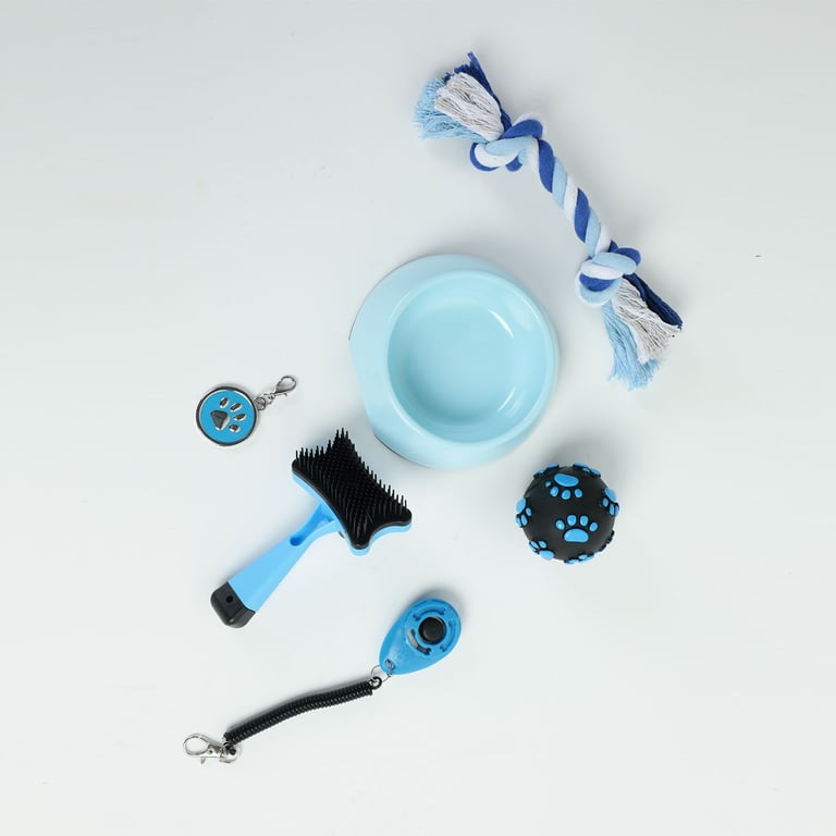 Set de Accesorios para Perros con Cuerda, Pelota, Plato, Bolsas ...