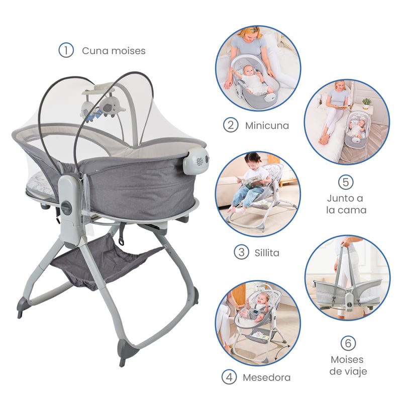 Cuna Moisés Musical Bebé 6 En 1 Mecedora Priori PRIORI | falabella.com