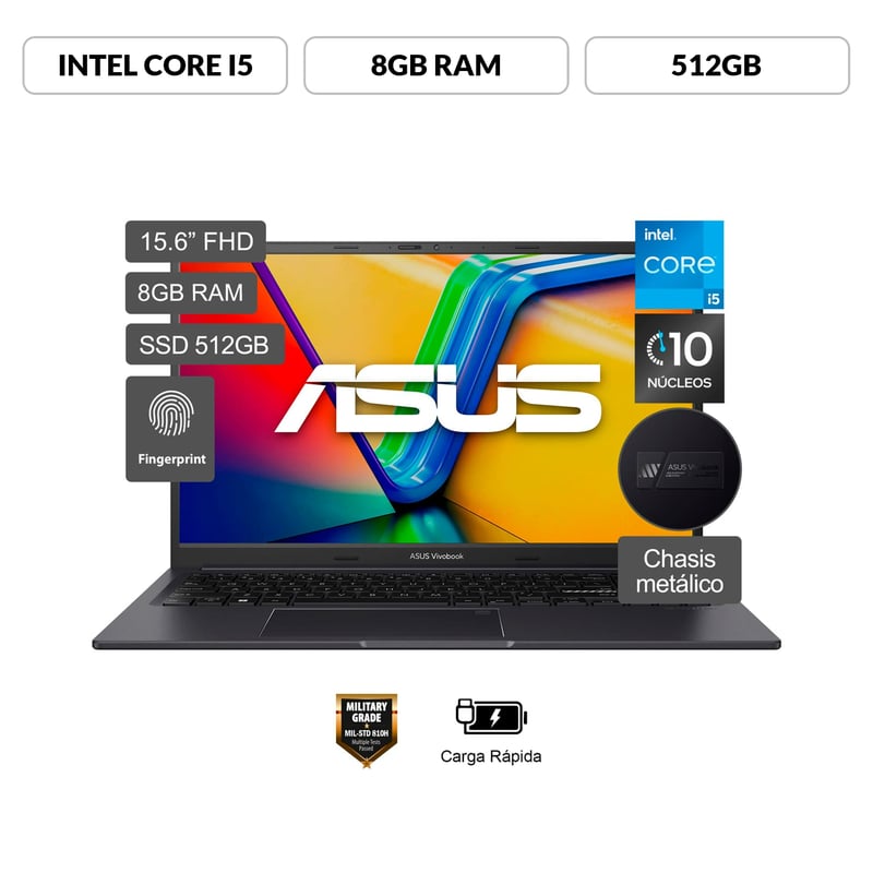 Laptop Asus Intel Core I5 de 10 núcleos 8GB 512GB SSD Vivobook 15X 12 ...
