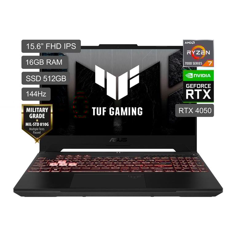 Gamer Asus AMD Ryzen 7 RTX4050 16GB 512SSD TUF Gaming A15 15.6" ASUS ...
