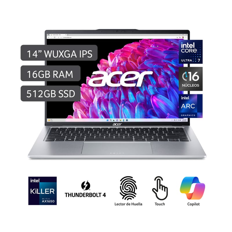 Laptop Acer Intel Core Ultra 7 16GB 512GB SSD Swift Go 14 14" ACER ...